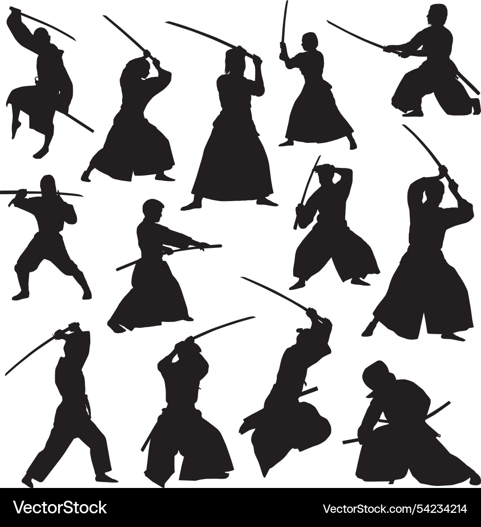 Silhouette of samurai Royalty Free Vector Image