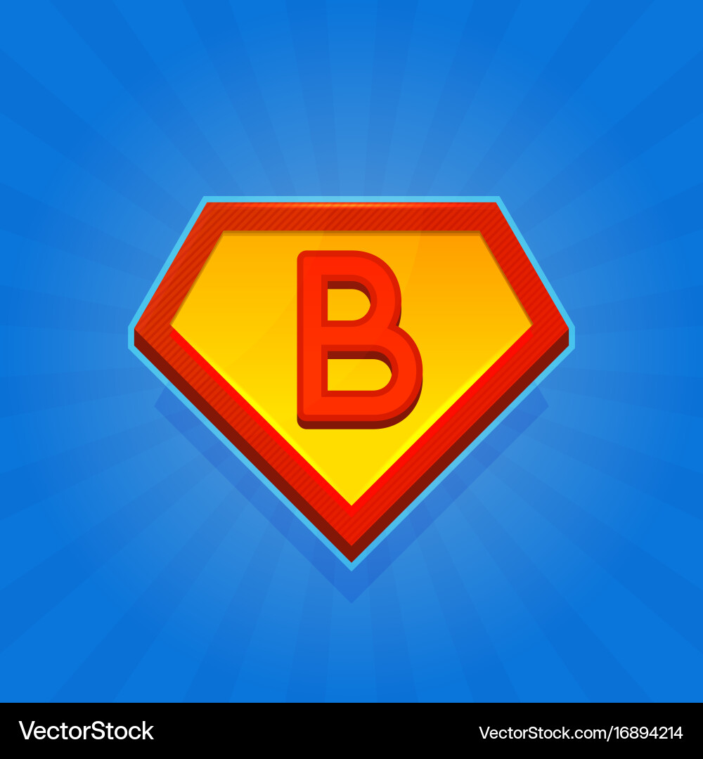 Superhero logo icon with letter b on blue Vector Image