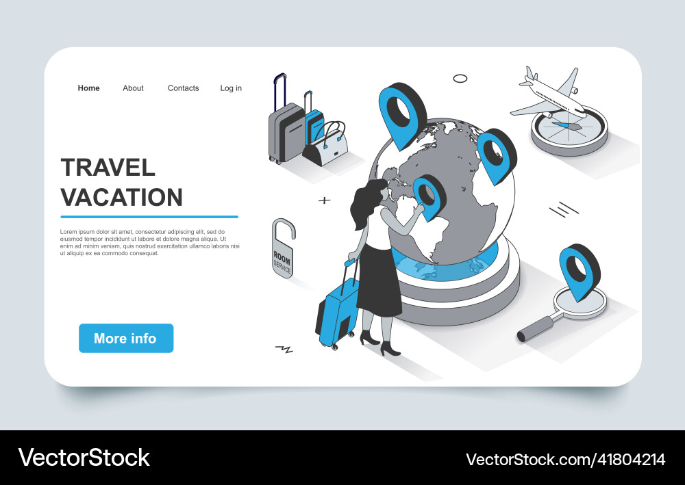 Travel vacation concept in 3d isometric Royalty Free Vector
