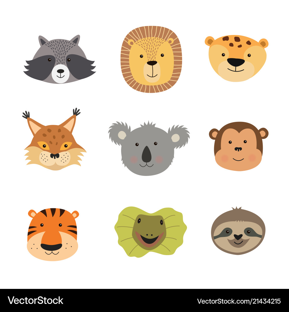 Animal faces including Royalty Free Vector Image