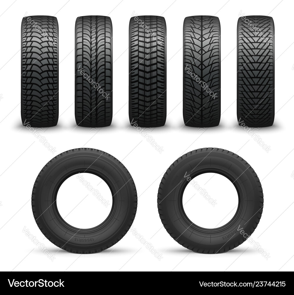 Automotive Tires - Wheel Close-ups Royalty Free Vector Image