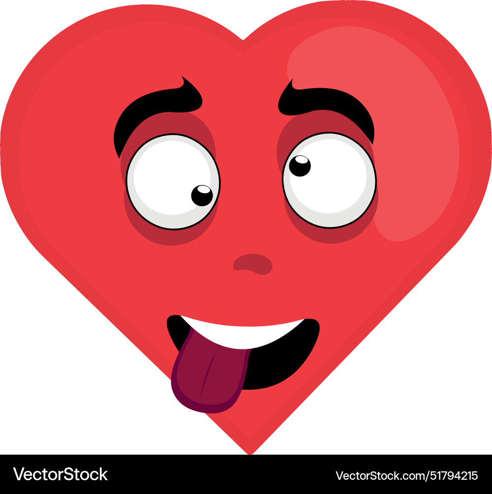 Character heart crazy expression Royalty Free Vector Image