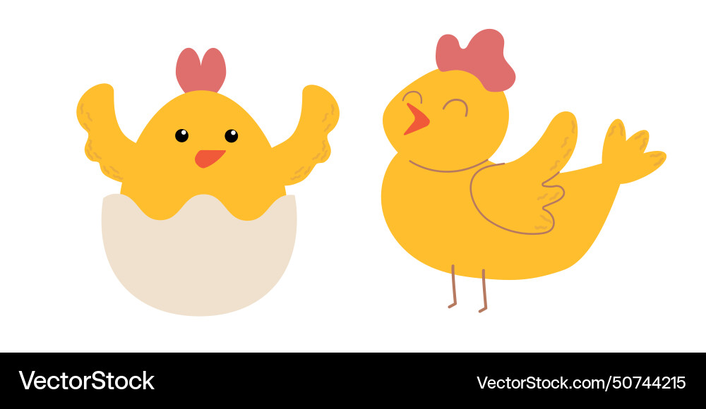 Easter little chicks cartoon character isolated Vector Image