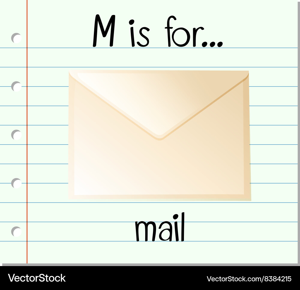 Flashcard letter m is for mail Royalty Free Vector Image