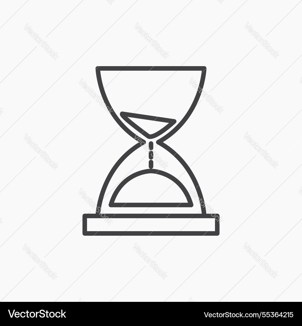 Hourglass end icon isolated in black line Vector Image