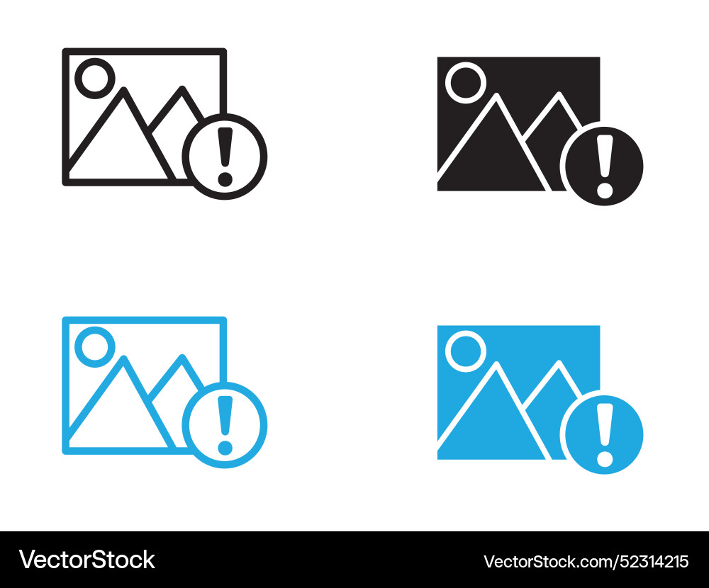 Image error icon black and white outline sign Vector Image