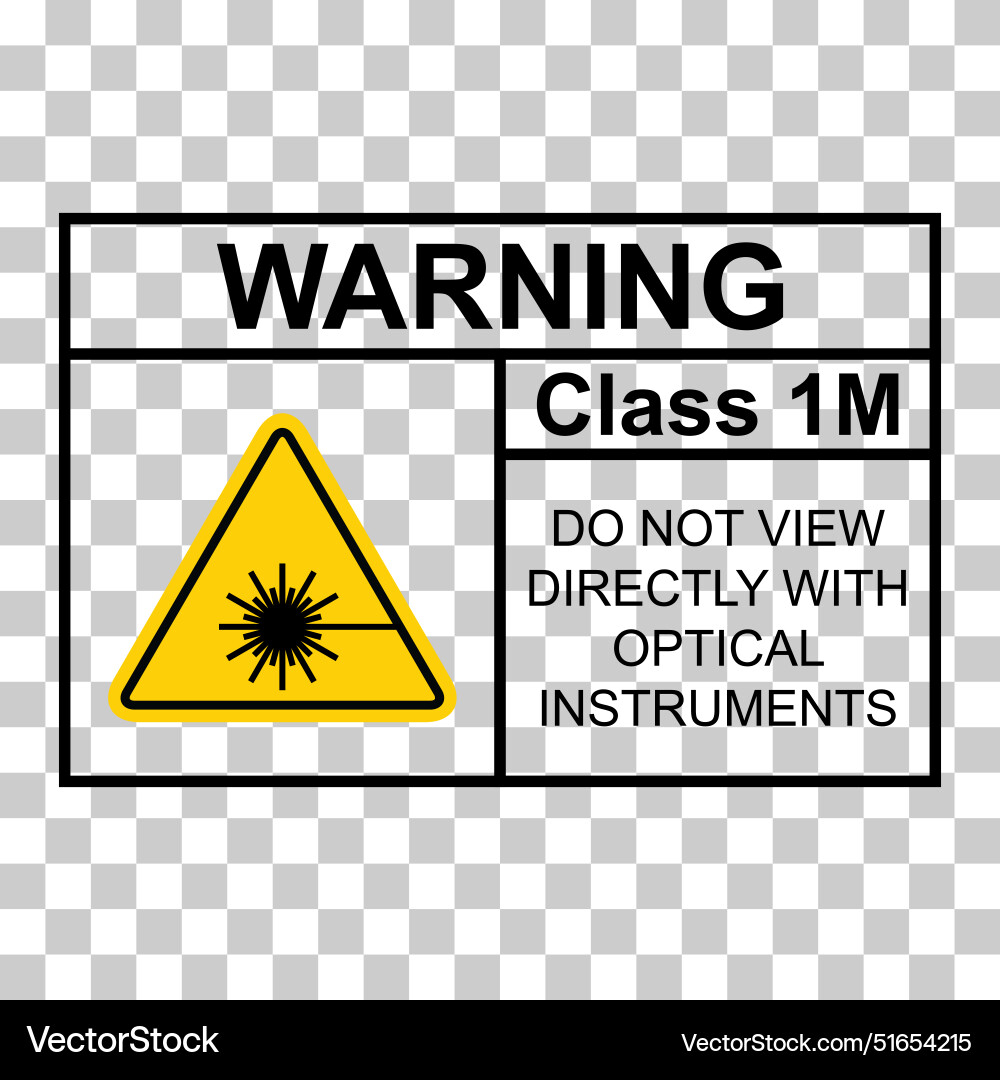 Laser radiation danger class 1m label icon safety Vector Image