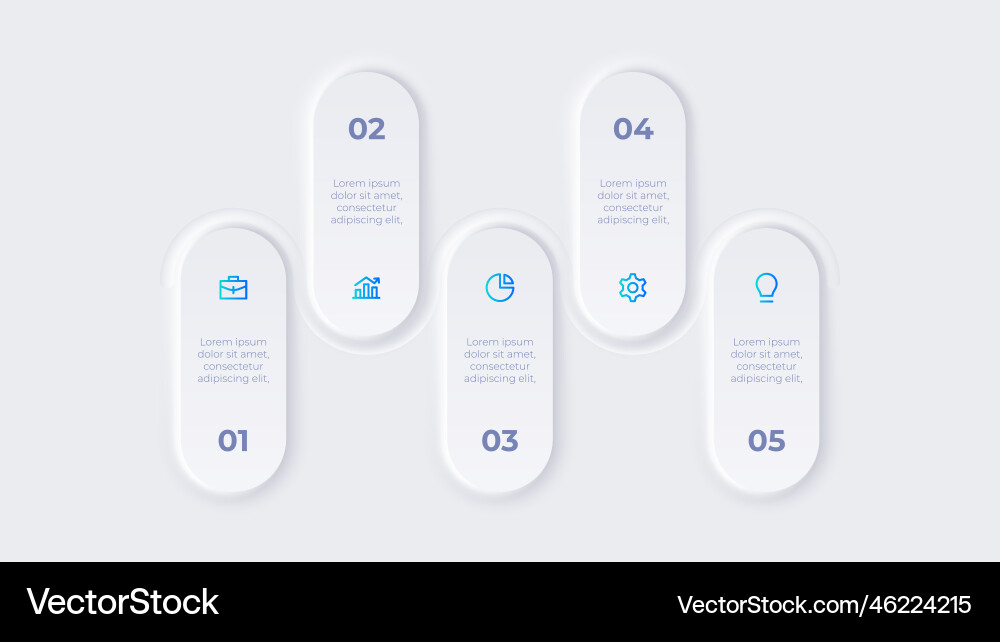 Neumorphic rounded elements for infographic Vector Image