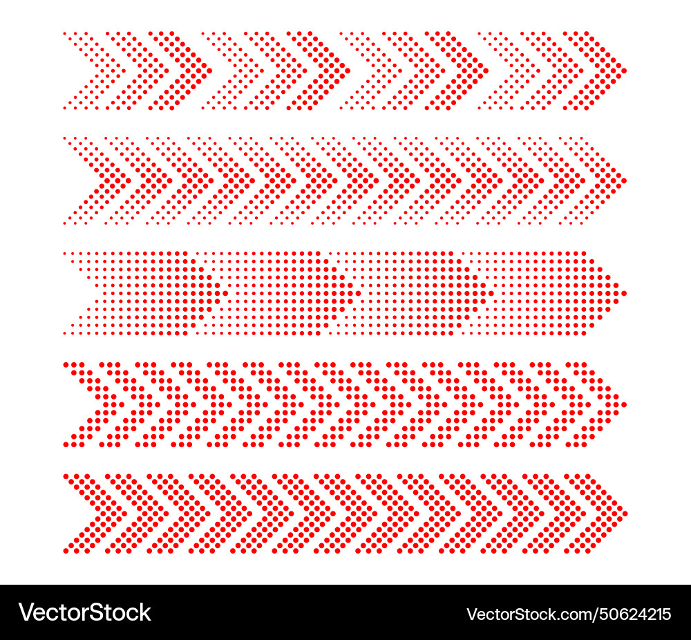 Red side arrows dotted arrow signs with halftone Vector Image