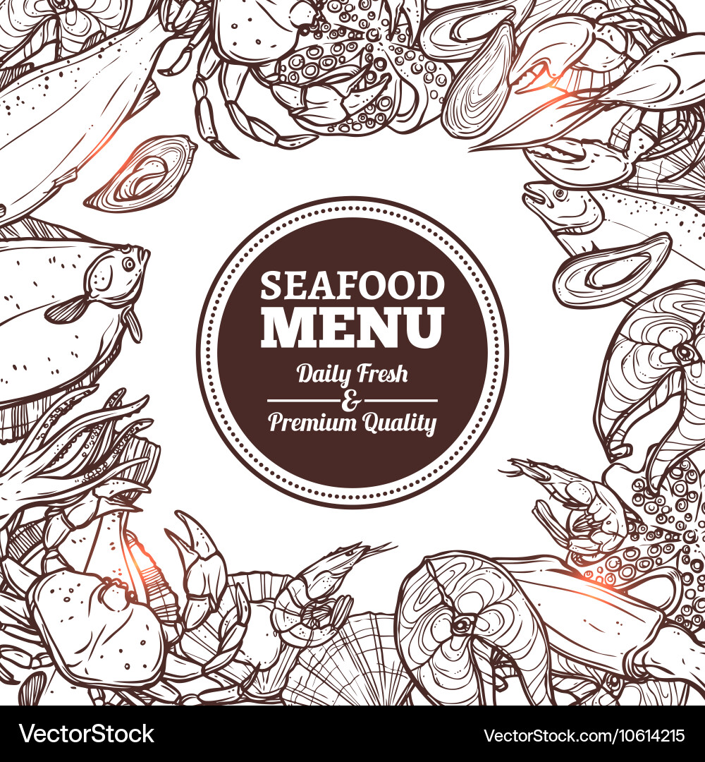 Seafood sketch menu Royalty Free Vector Image - VectorStock
