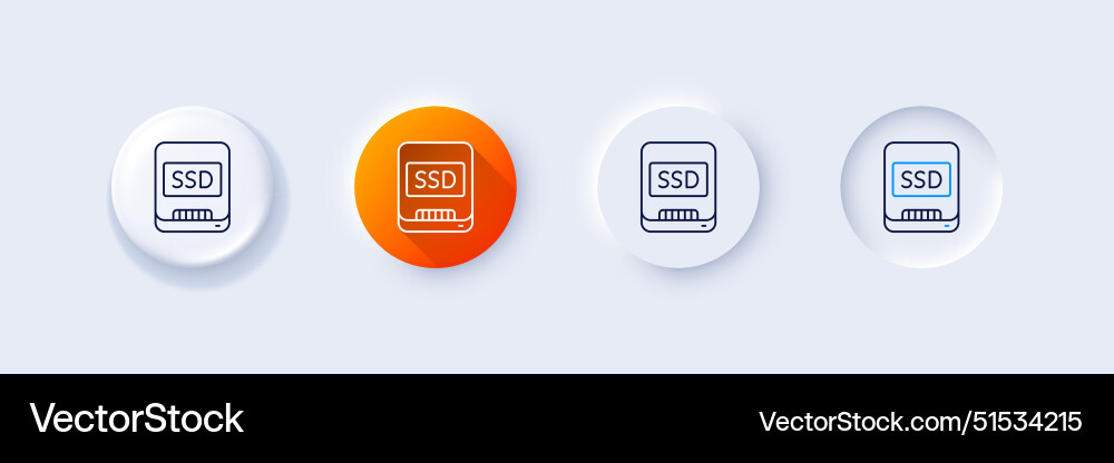 Ssd line icon computer memory component sign Vector Image Ssd line icon computer memory component sign Vector Image
