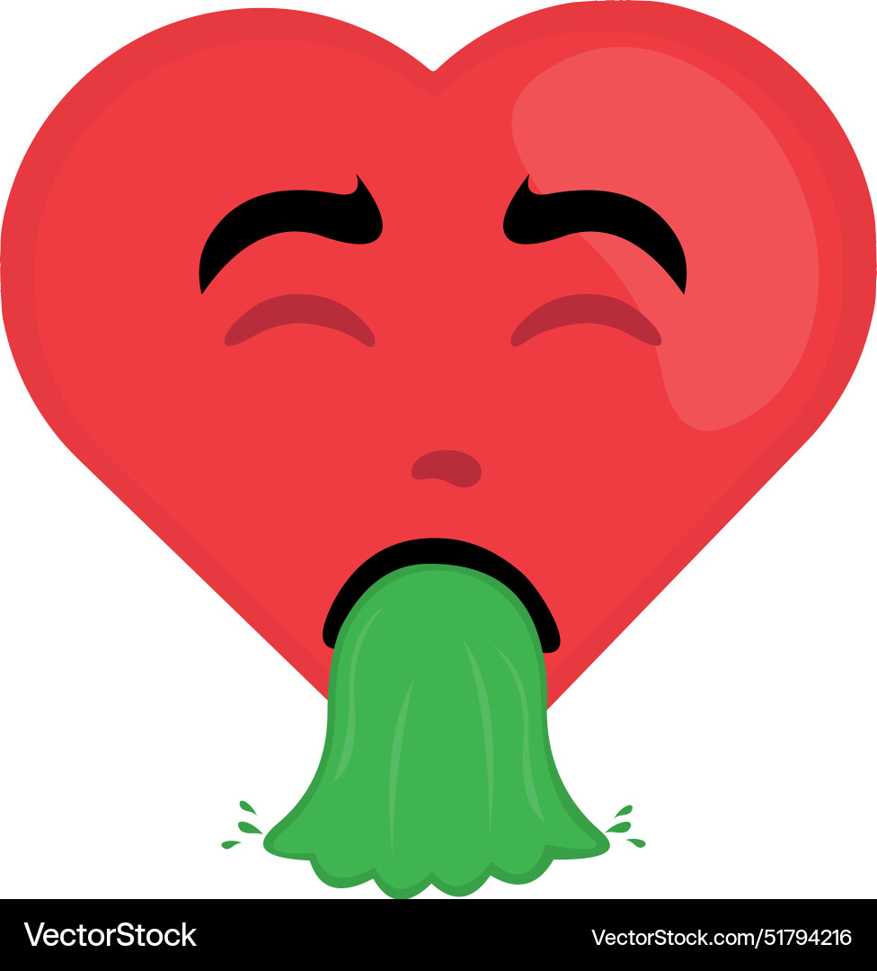 Character heart cartoon vomit Royalty Free Vector Image