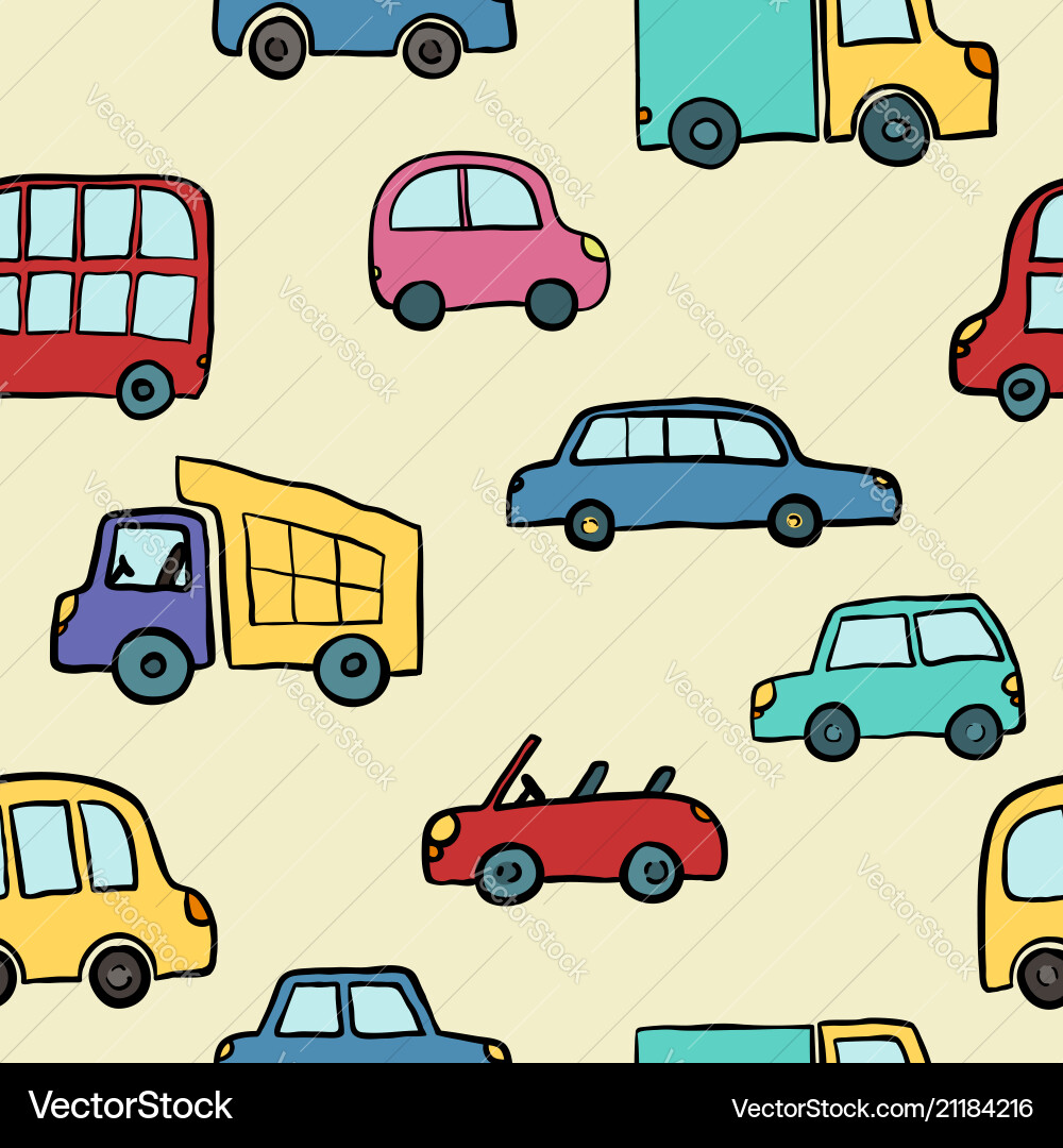 Cute Cartoon Cars Pattern Royalty Free Vector Image