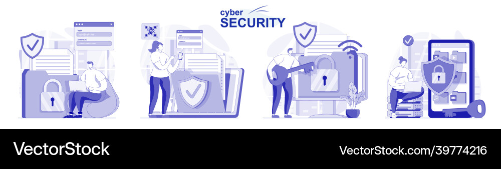 Cyber Security Collection Royalty Free Vector Image