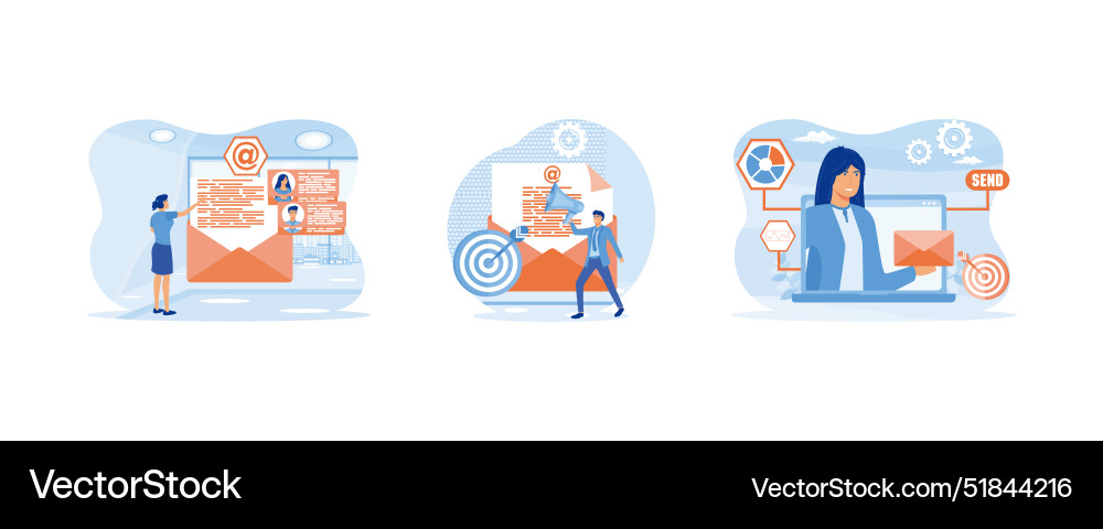 Email marketing campaign manager sending message Vector Image