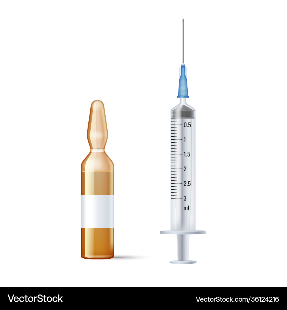 Glass Ampule and Syringe Mockup Royalty Free Vector Image