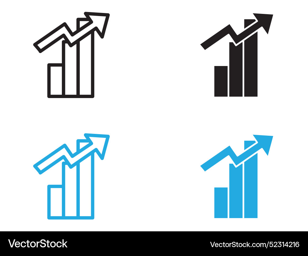 Increase chart icon 2 black and white outline sign