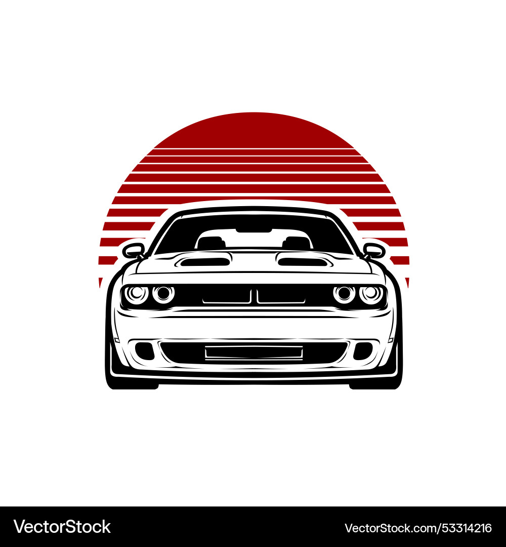 Premium muscle car front view Royalty Free Vector Image
