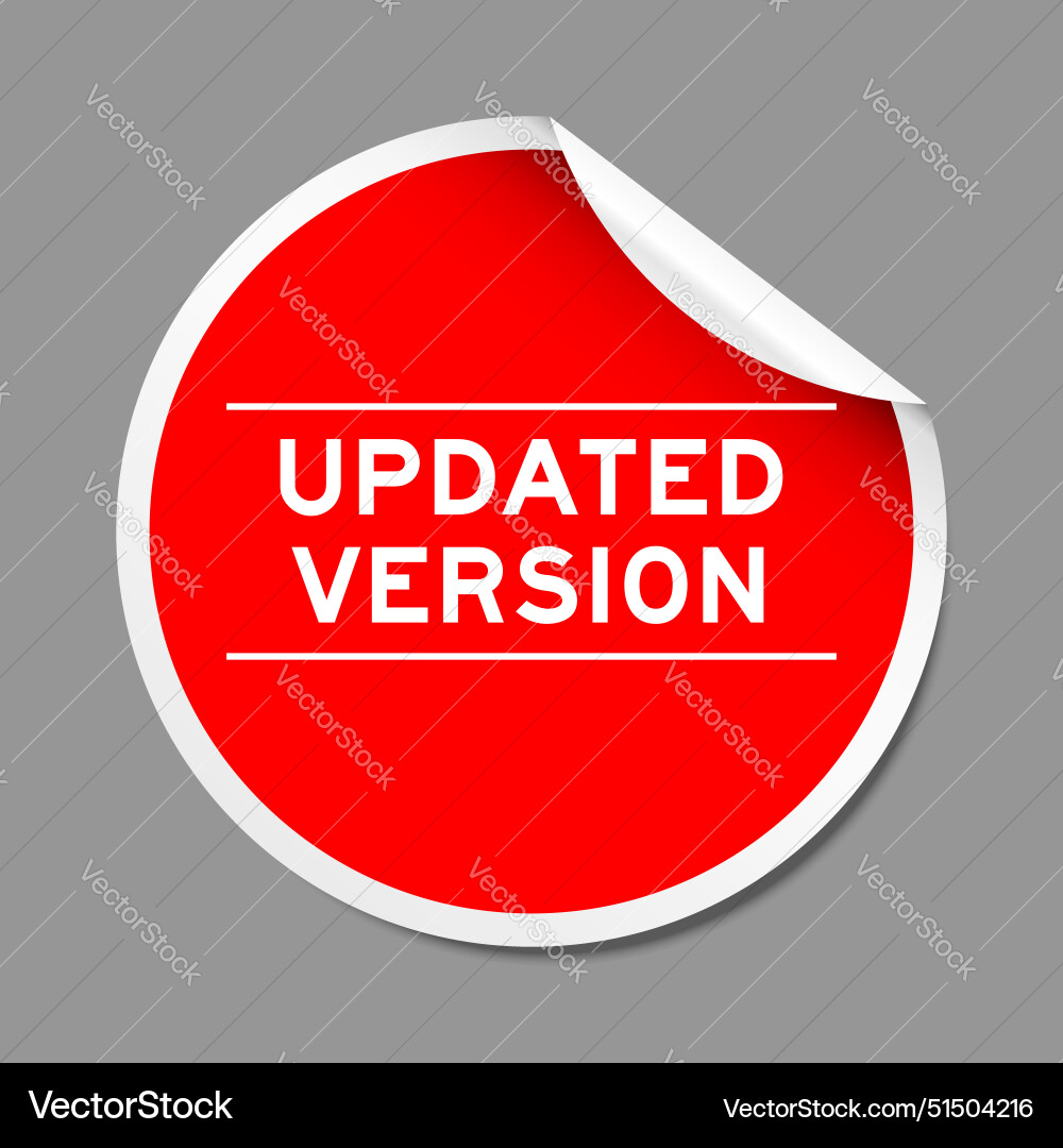 Red color peel sticker label with word updated Vector Image