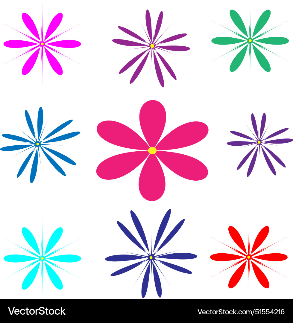 Simple abstract multicolored different flowers Vector Image