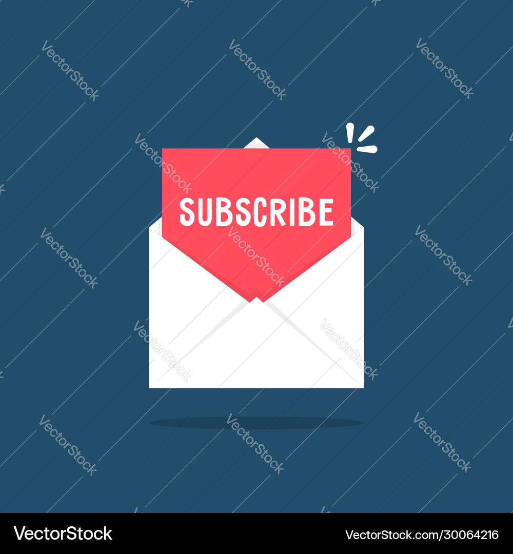 White letter with subscribe newsletter Royalty Free Vector
