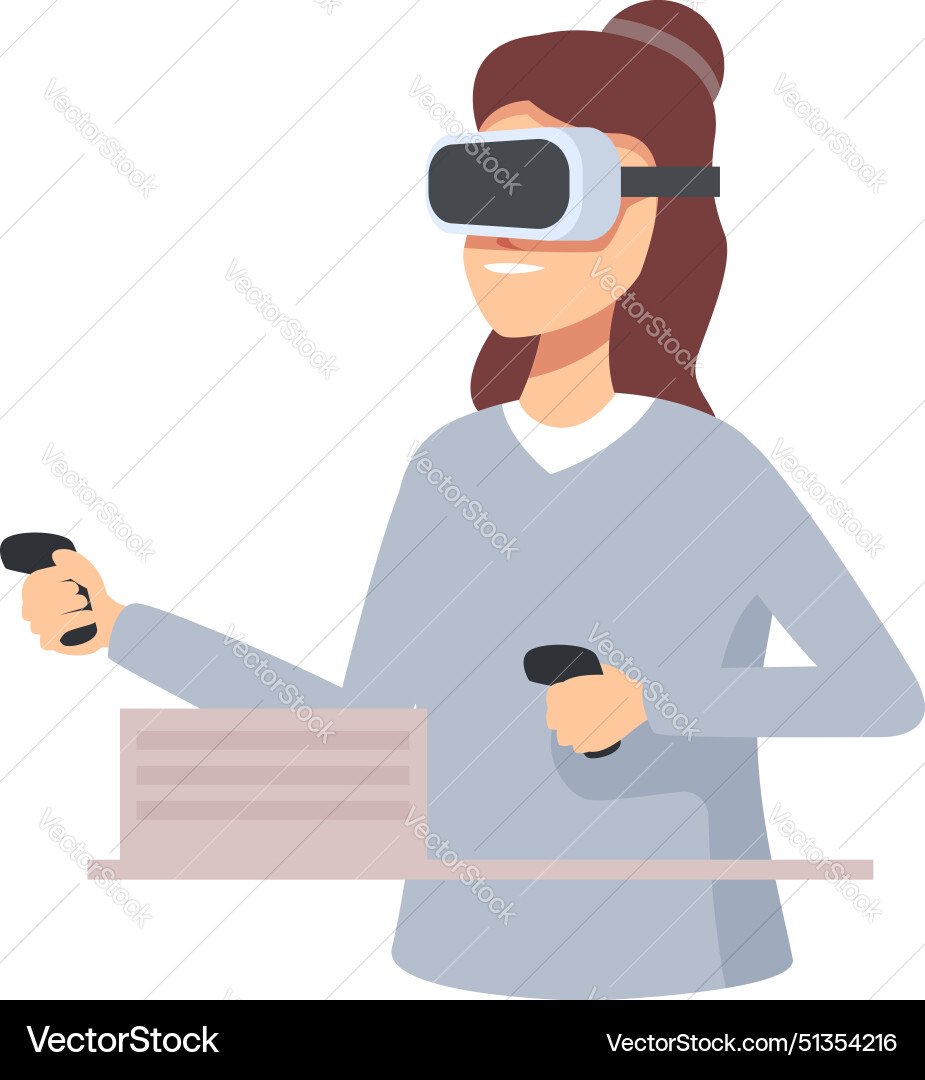 Young woman experiencing virtual reality Vector Image