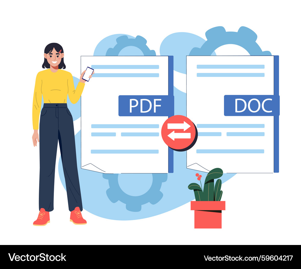 Changing document format woman convert files from Vector Image