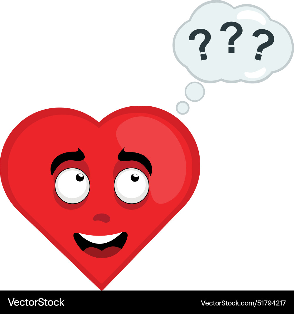 Character heart cartoon thought cloud questions Vector Image