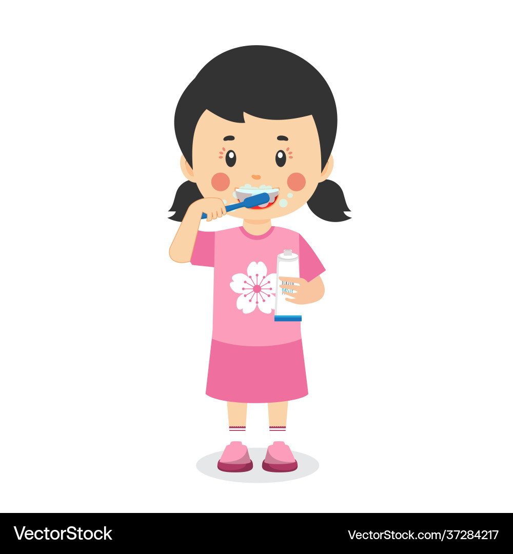 Cartoon Girl Brushing Teeth Clip Art Girl Brushing Teeth Stock