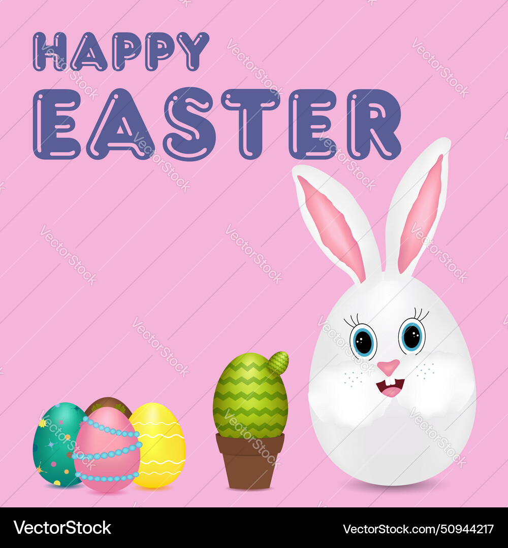 Easter anthropomorphic bunny and decorated Vector Image