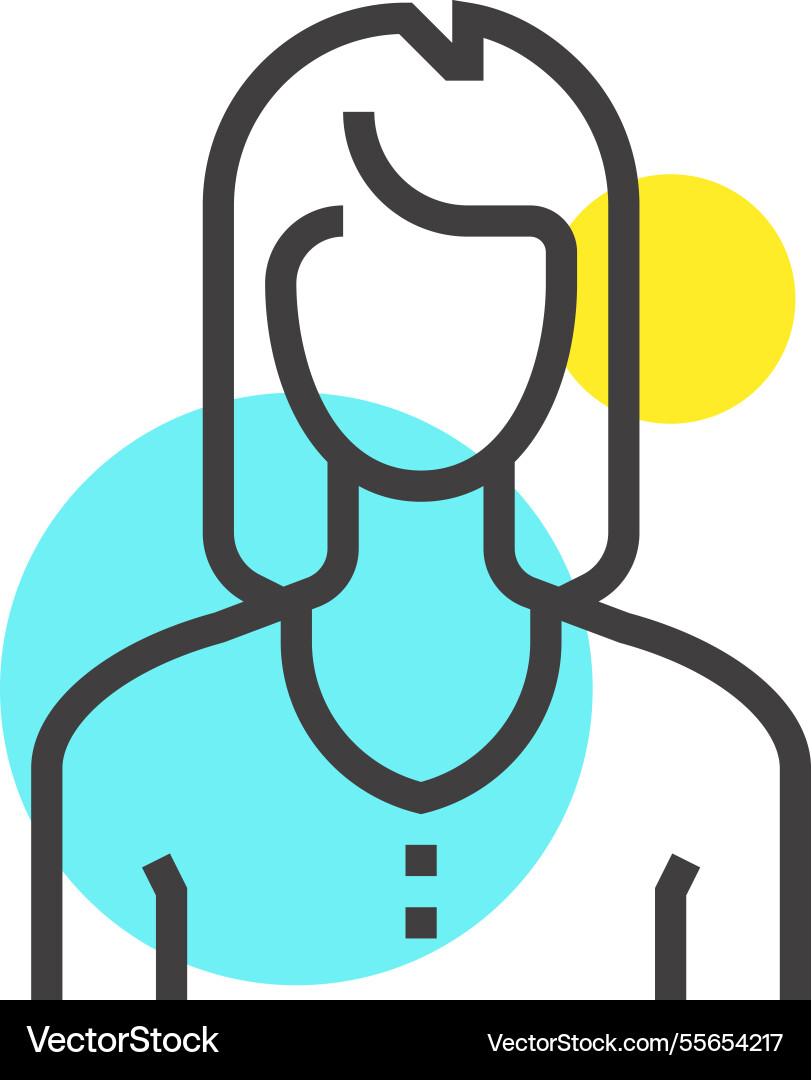 Female avatar flat line web icon concept Vector Image