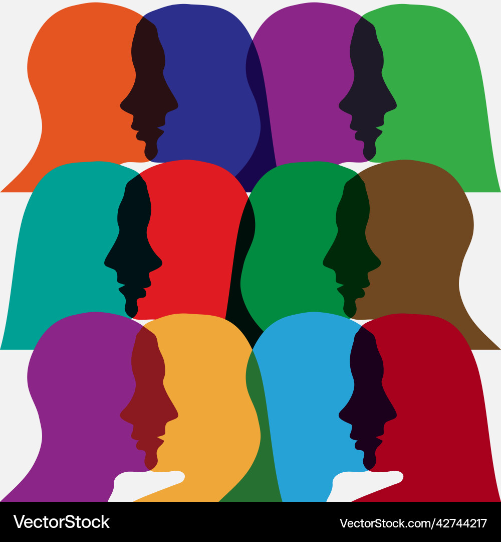 Human heads different colors Royalty Free Vector Image