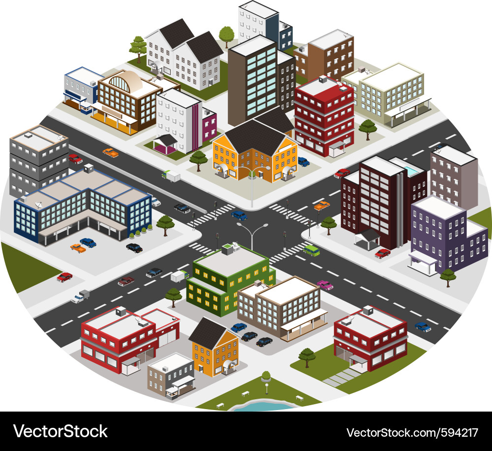 Intersection in the big city Royalty Free Vector Image