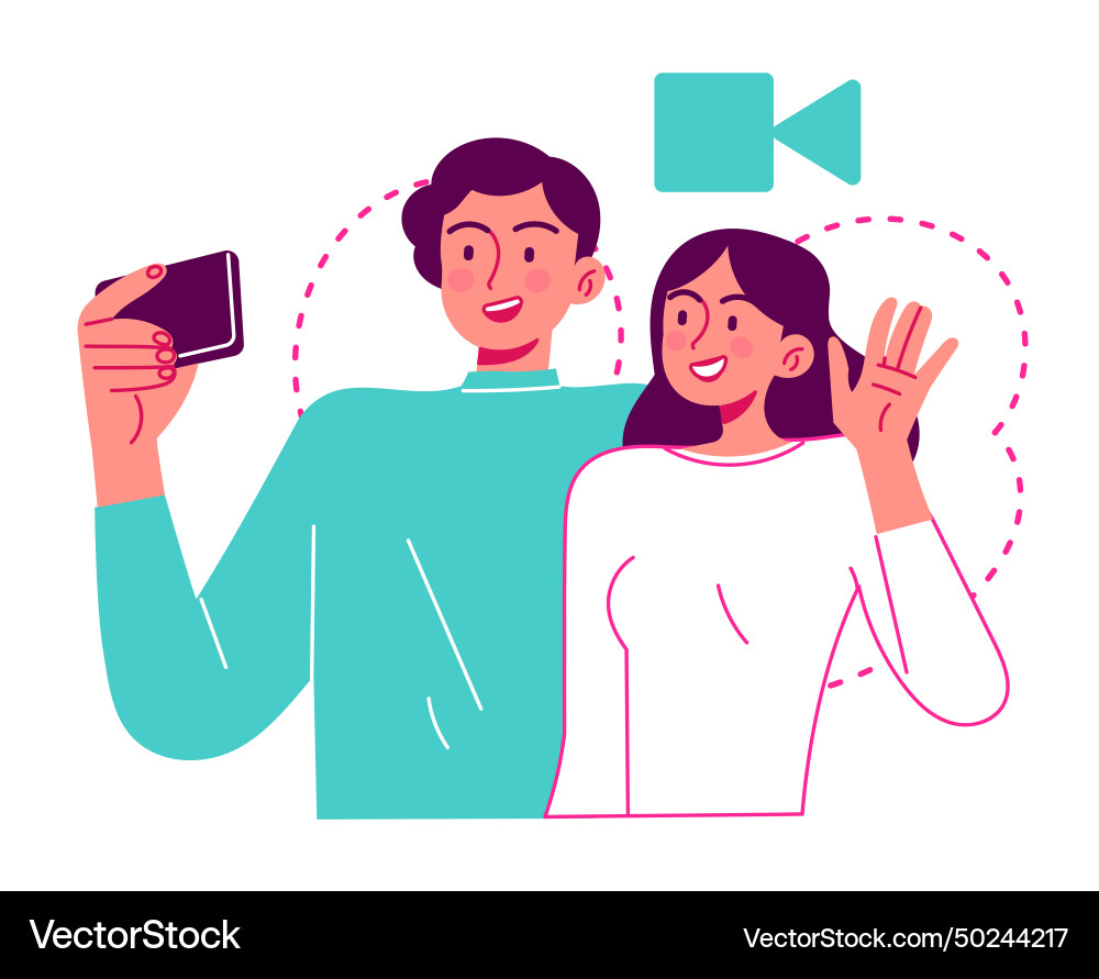 People videotaping themselves a video call Vector Image