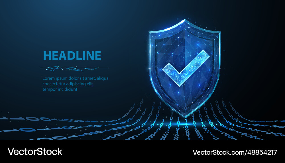 Secure technology polygonal wireframe shield Vector Image