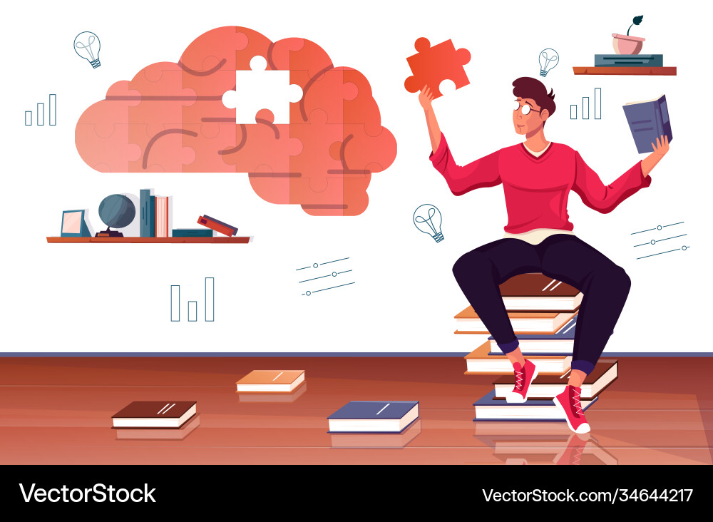 Self education flat composition Royalty Free Vector Image