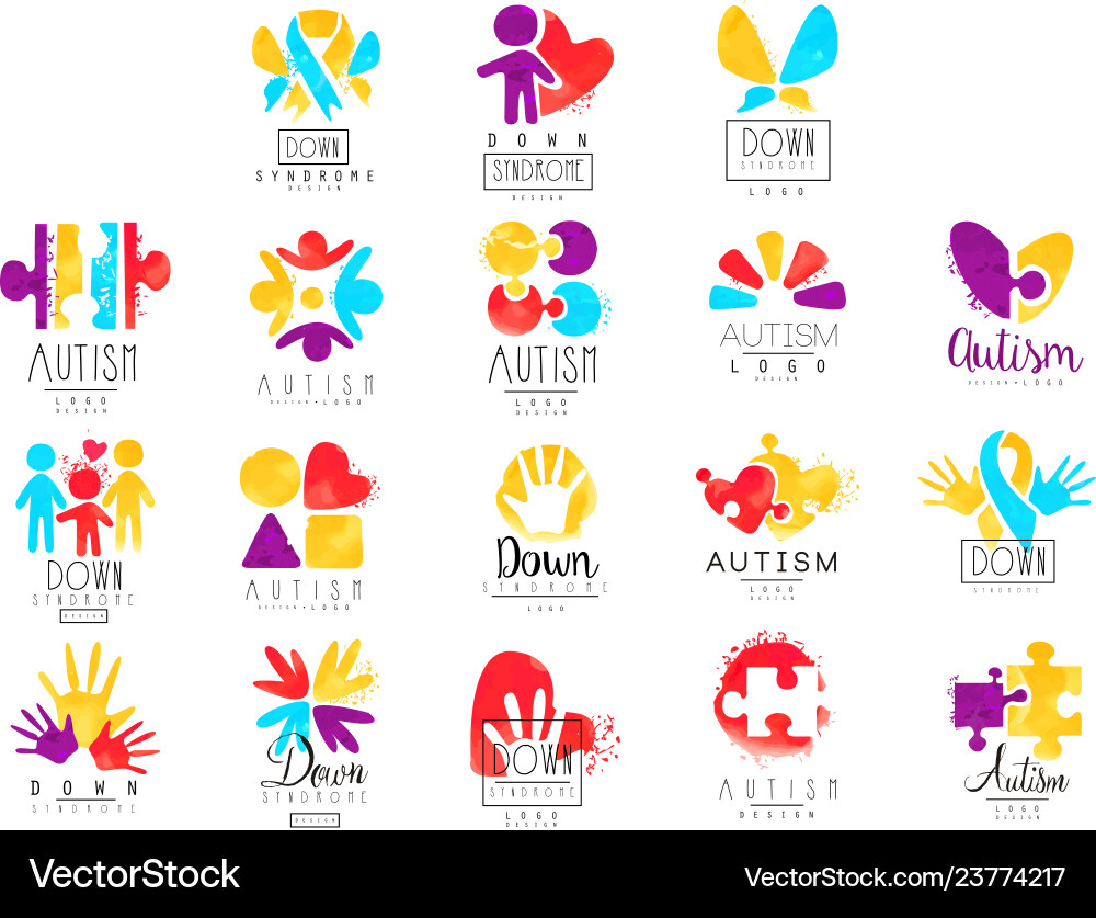 Set of multi-colored logo for autism Royalty Free Vector
