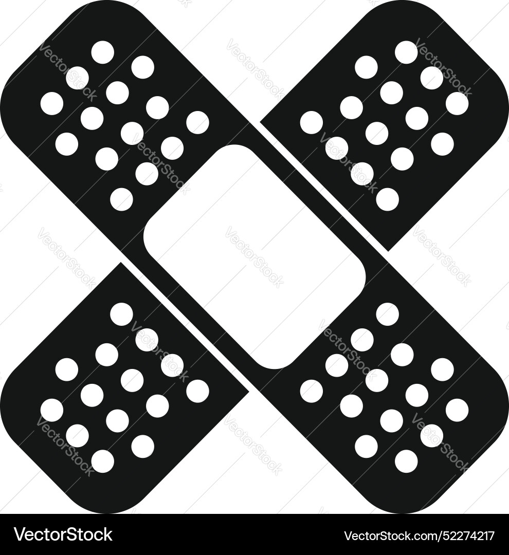 Two black adhesive bandages forming a cross shape Vector Image