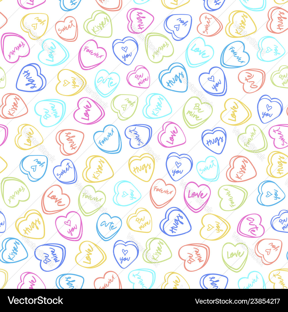 Valentines day color candy heart seamless pattern Vector Image