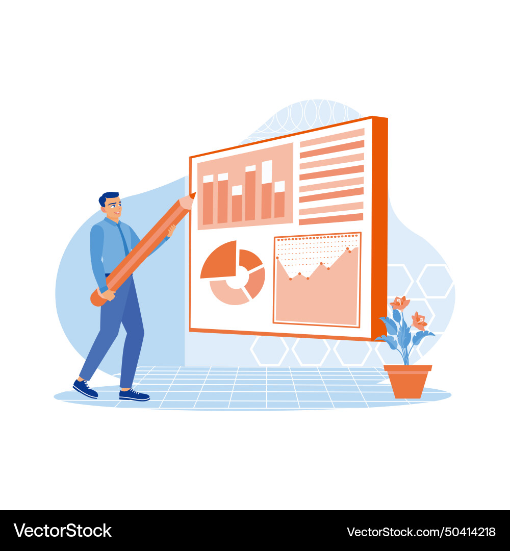 Entrepreneur ceo showing sales data graph Vector Image