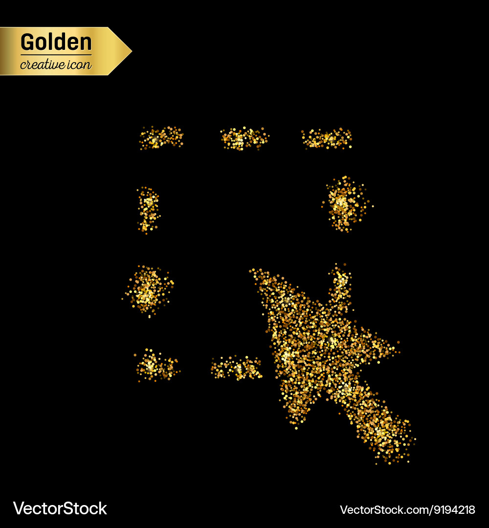 Gold glitter icon of mouse cursor isolated Vector Image