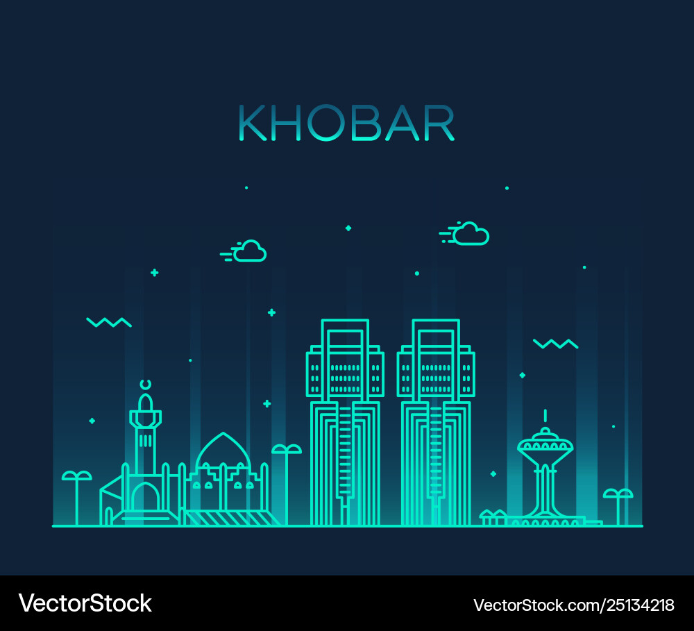 Khobar skyline saudi arabia linear style Vector Image