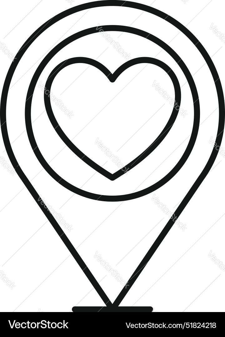 Location pin pointing love with heart shape inside