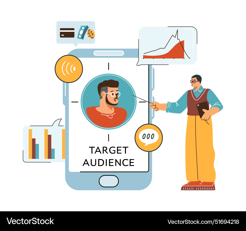Manager shows the correct male target audience Vector Image