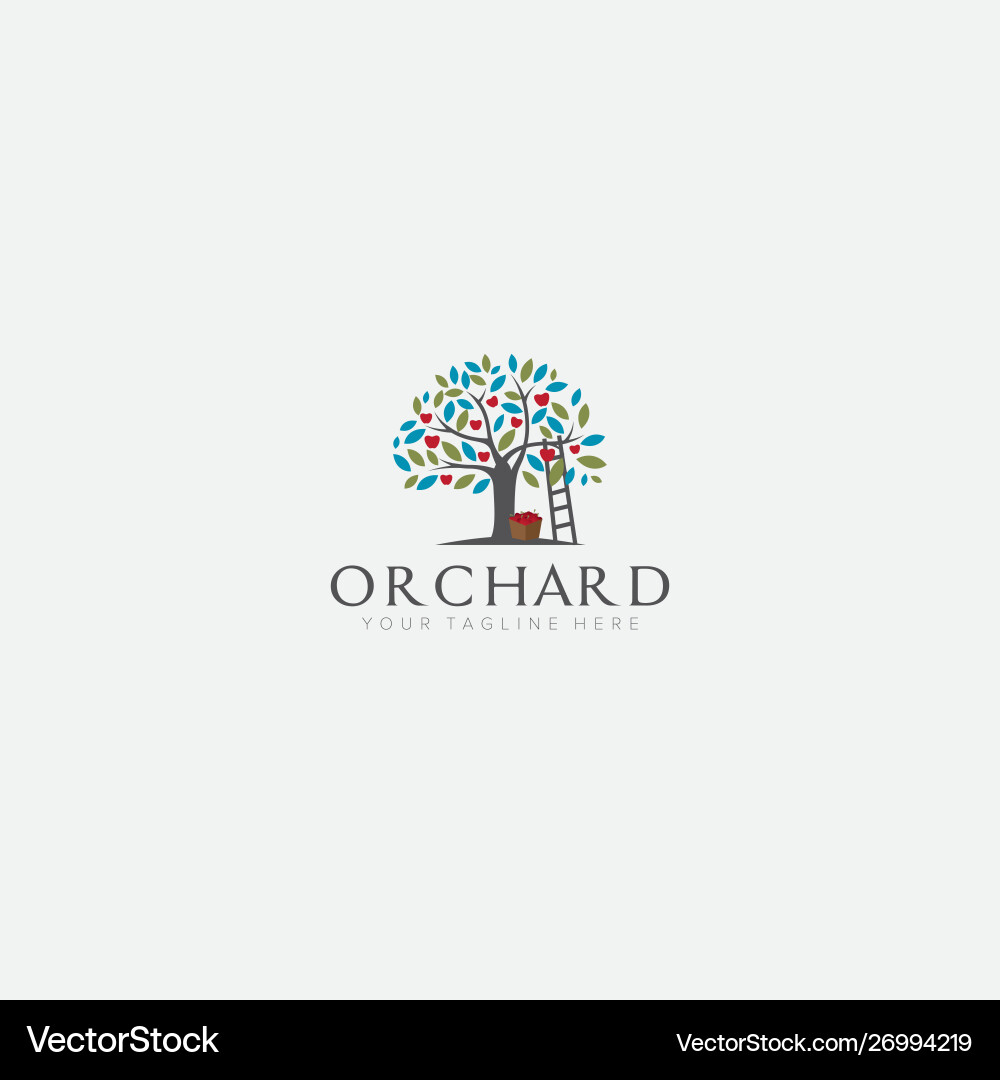 Apple tree logo designs with stairs orchard Vector Image