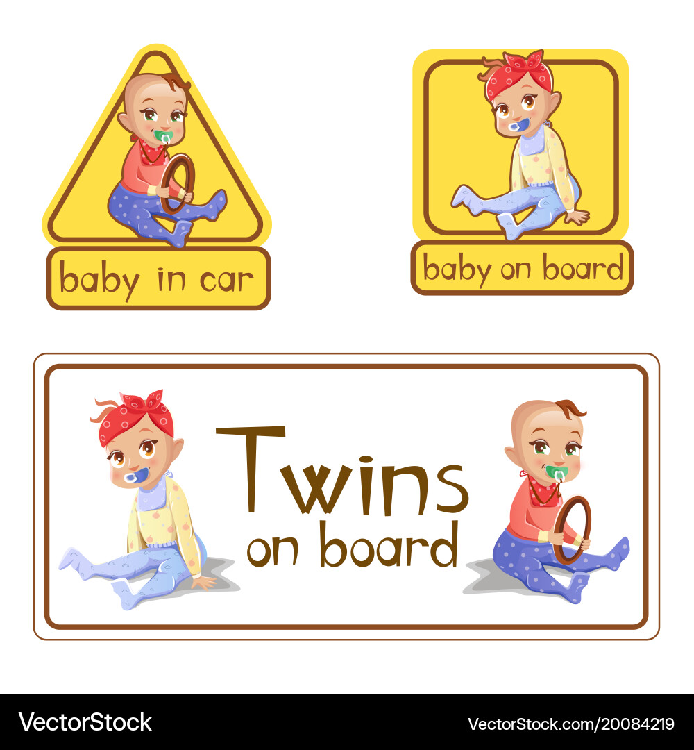 Baby in car sign stickers Royalty Free Vector Image