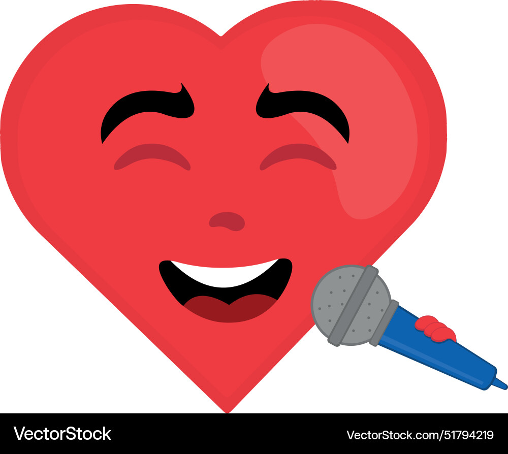 Character heart cartoon singing microphone Vector Image