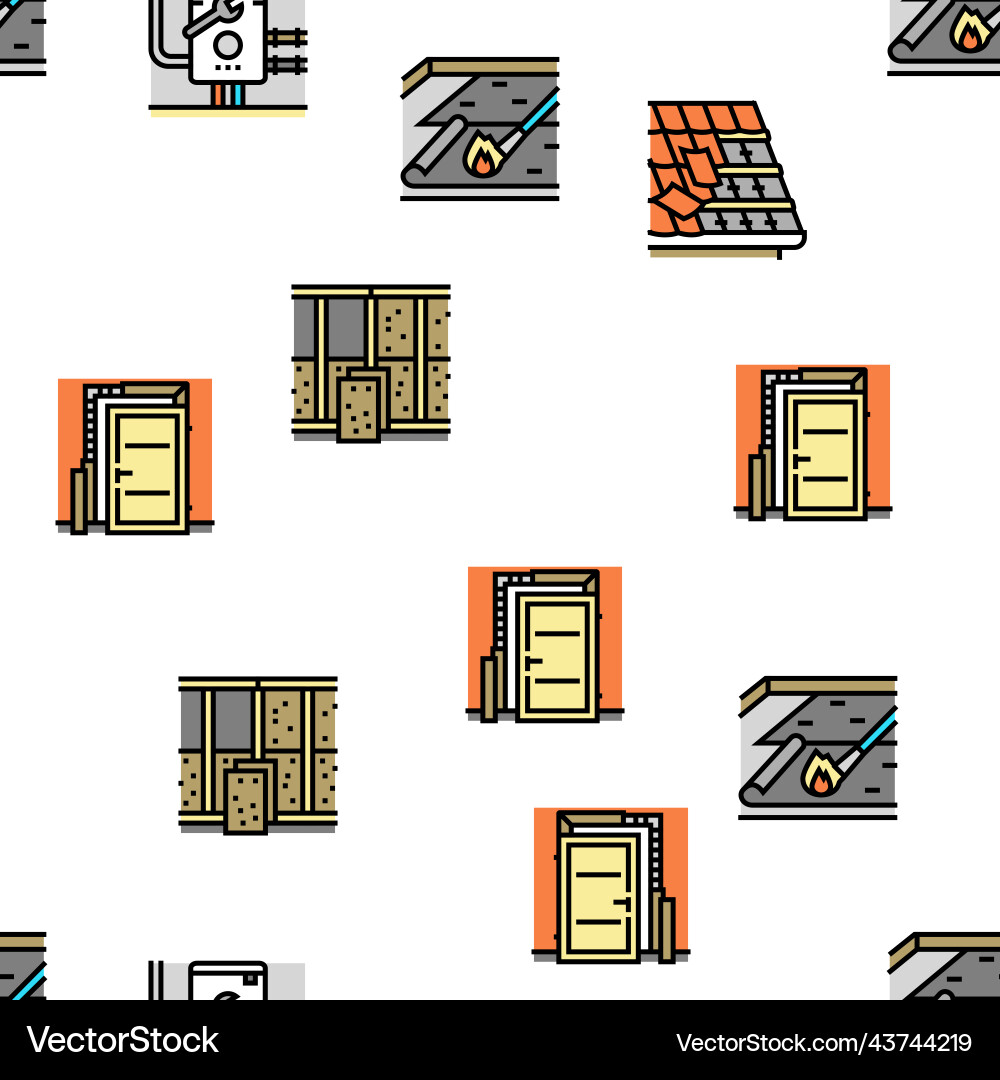 Construction crane house work seamless Royalty Free Vector