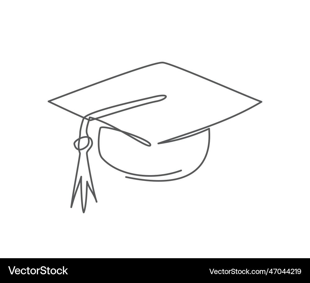 Elegant Single Line Graduation Cap Royalty Free Vector Image