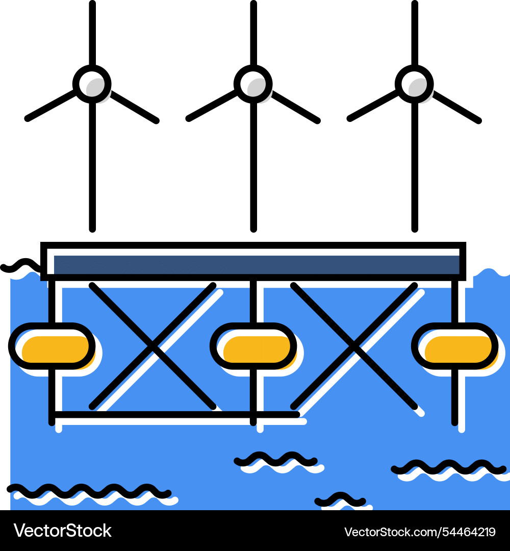 Floating wave platform color icon Royalty Free Vector Image